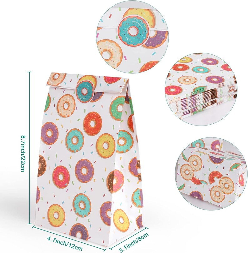 Donut Party Favor Bags 24 Pack, Sweet Doughnut Goodie Candy Treat Bag ...