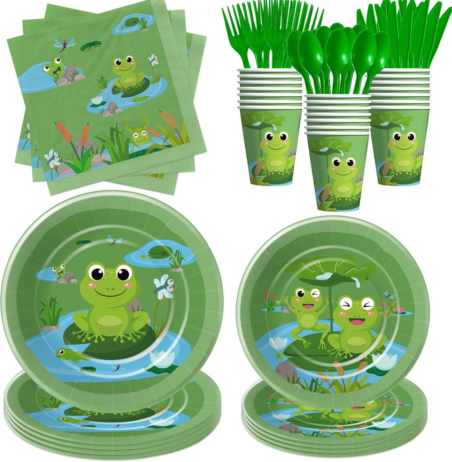 Frog Birthday Party Plates, Napkins, Cups, Disposable Tableware Serves ...