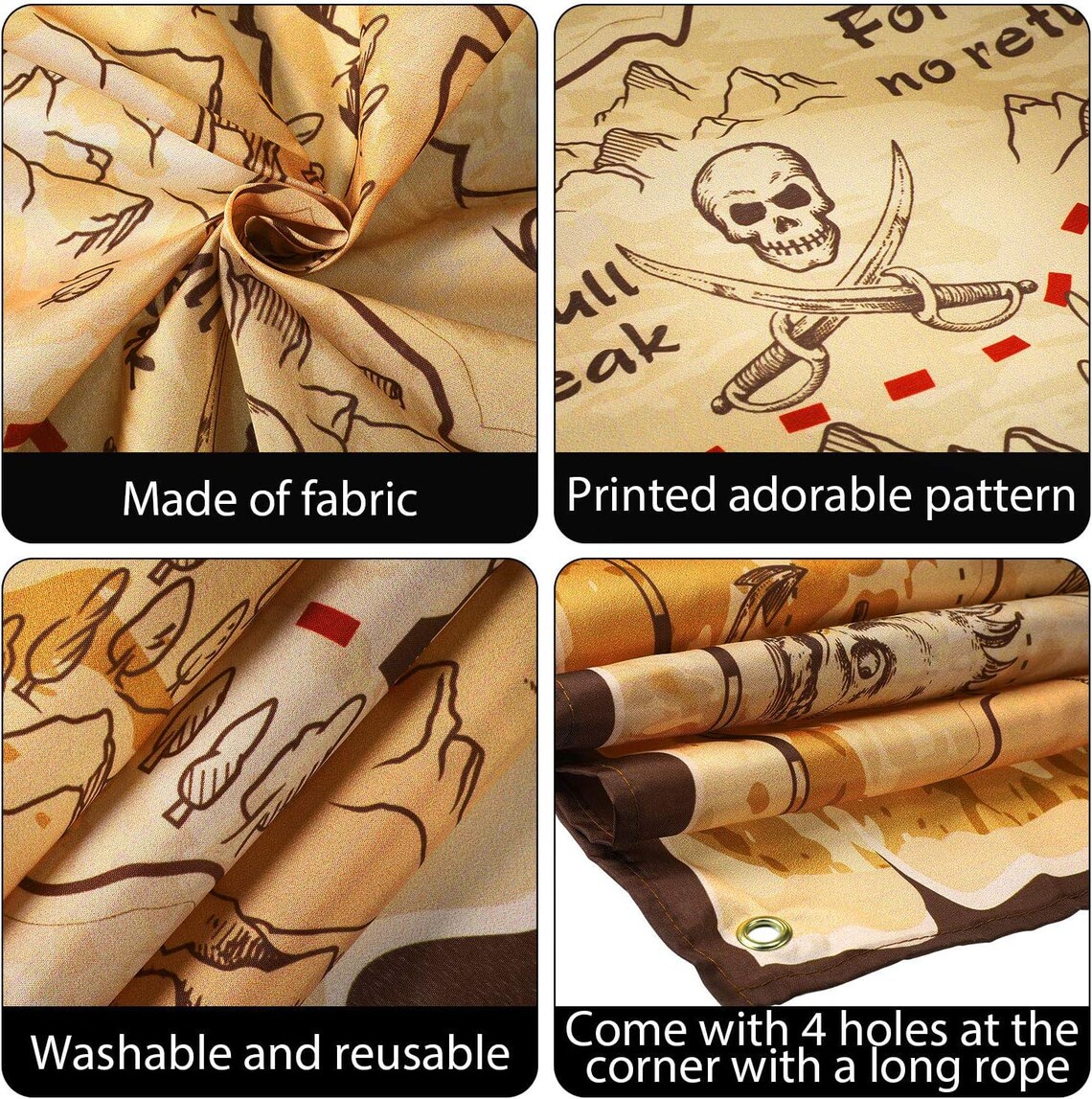 Pirate Treasure Map Banner Backdrop Pirate Theme Birthday Backdrop ...