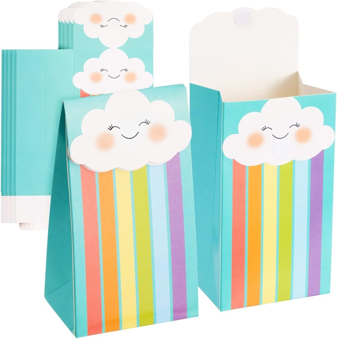 Rainbow Favor Boxes, Cloud Rainbow Birthday Baby Shower Gift Boxes, on ...