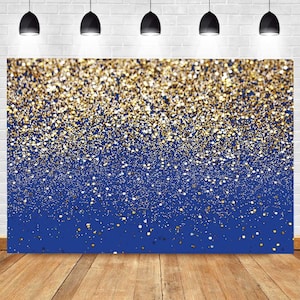 Royal Blue Glitter Backdrop Gold Spots Bokeh Backdrop Vinyl Photo ...
