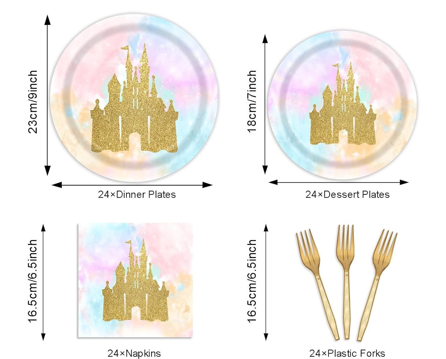 Princess Castle Party Decorations, Plates, Napkins, Forks Tableware ...