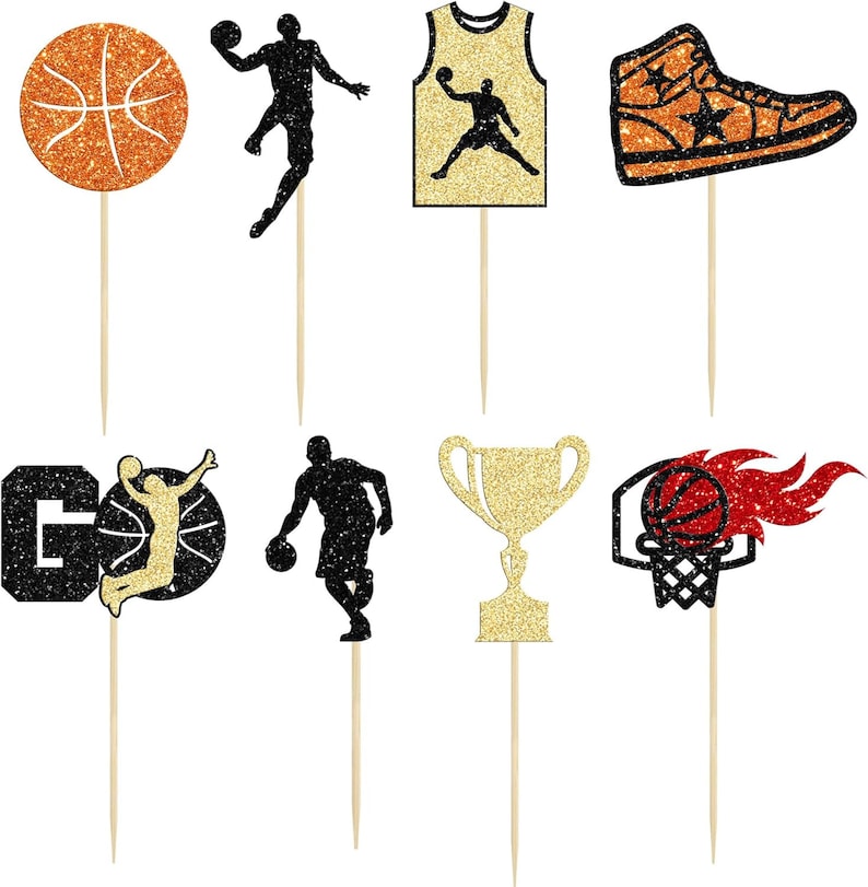 Basketball Party Cupcake Toppers 24 PCS, Basketball Birthday ...