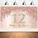 12th Birthday Banner Backdrop Rose Gold Happy 12th Birthday Backdrop ...