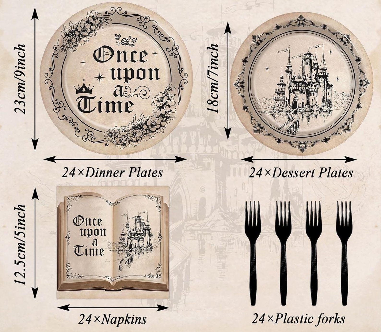 Once Upon a Time Party Decorations, Plates, Napkins, Forks Tableware ...