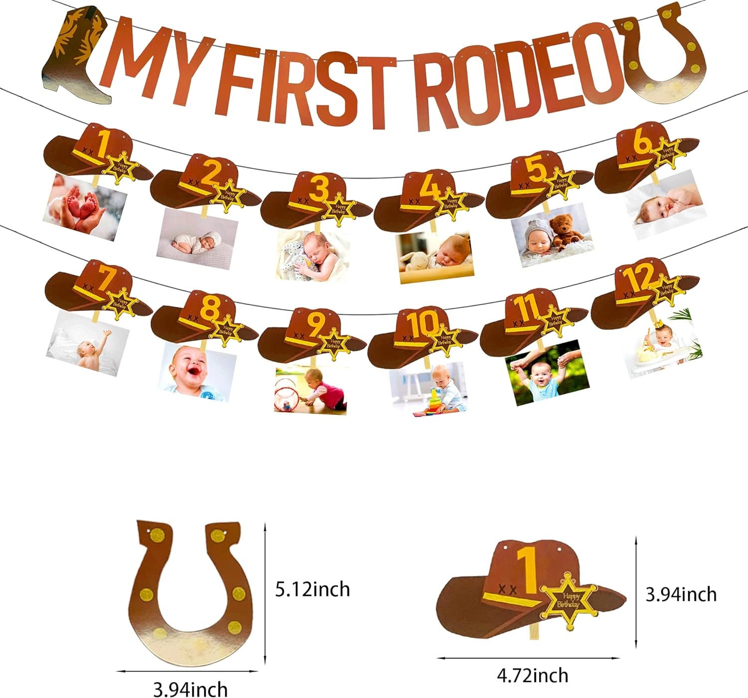 My First Rodeo Birthday Photo Banner, Western Cowboy 1st Birthday ...