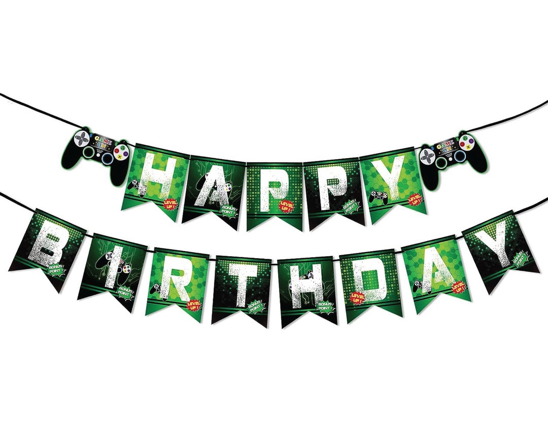Video Game Happy Birthday Banner, Gaming Birthday Party Sign, Video ...