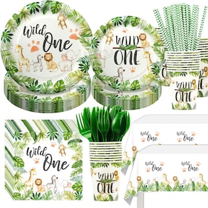 Wild One Birthday Plates, Napkins, Cups, Tablecloth Disposable ...