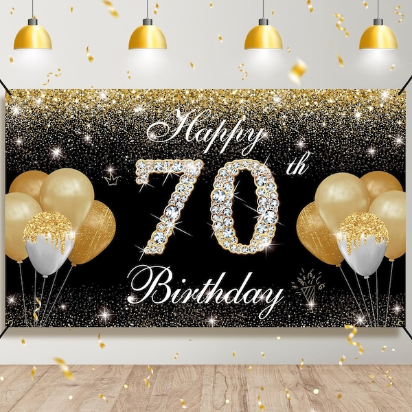 Red Gold 70th Birthday Banner Etsy