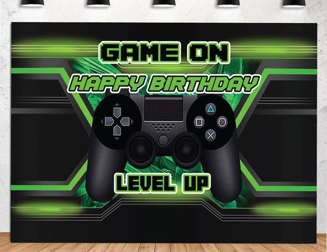 Video Game Happy Birthday Backdrop Game on Birthday Party Backdrop ...