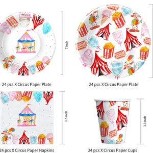 Circus Theme Birthday Plates, Napkins, Cups, Tablecloth Disposable ...
