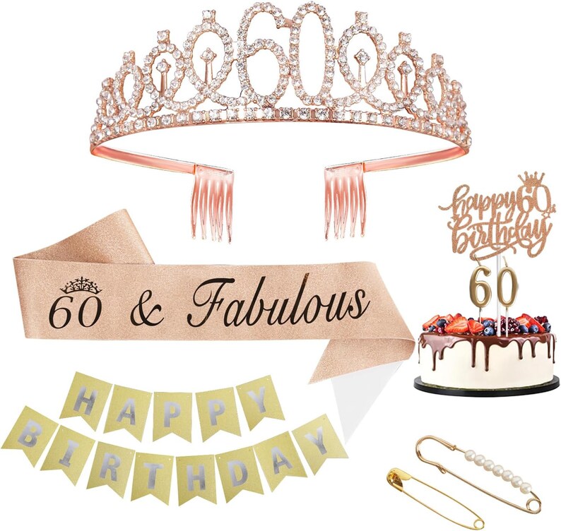 60th Birthday Sash and Tiara for Women 60 and Fabulous - Etsy