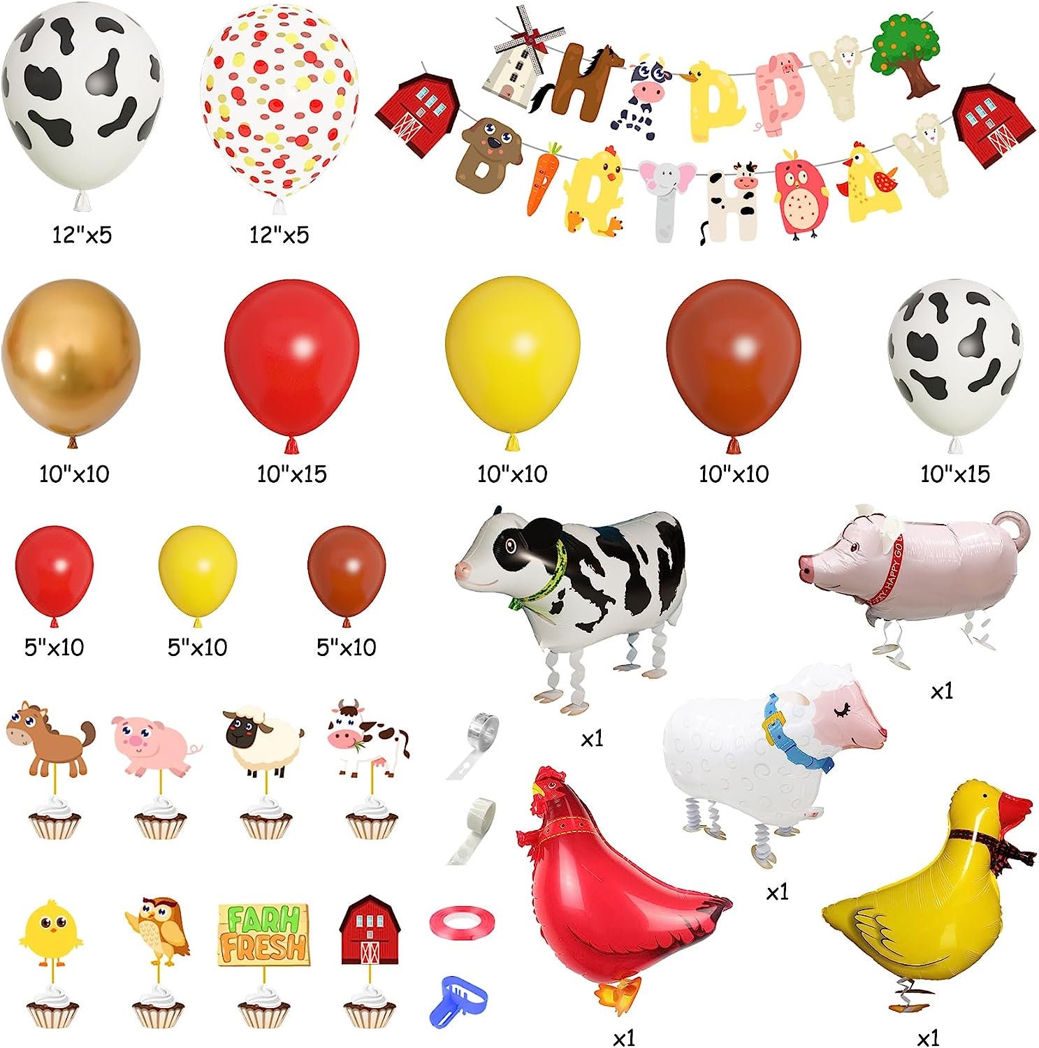 Farm Animals Birthday Balloon Garland Arch, Farm Animals Birthday ...