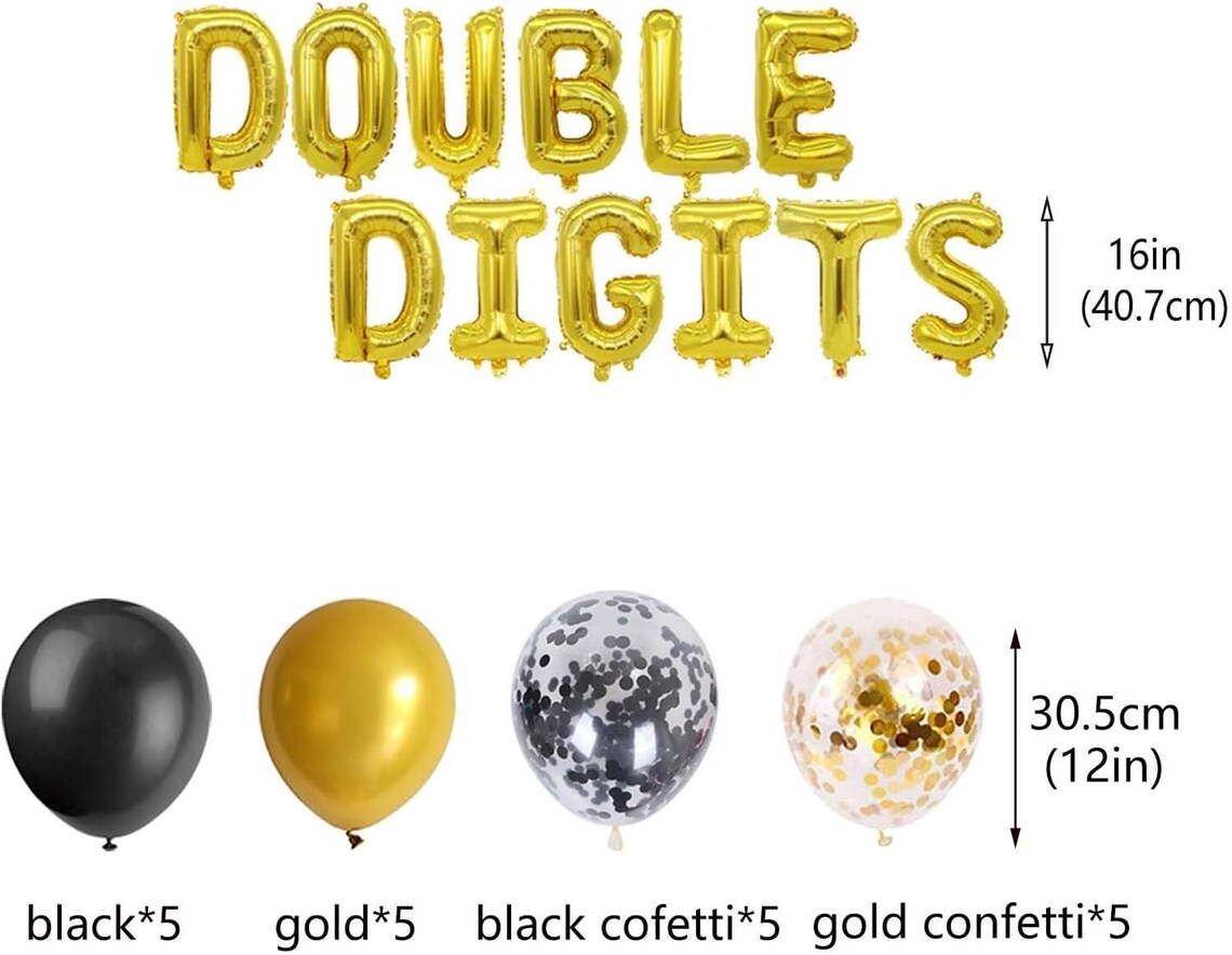 10th Birthday Balloons Decorations Double Digits Balloons - Etsy