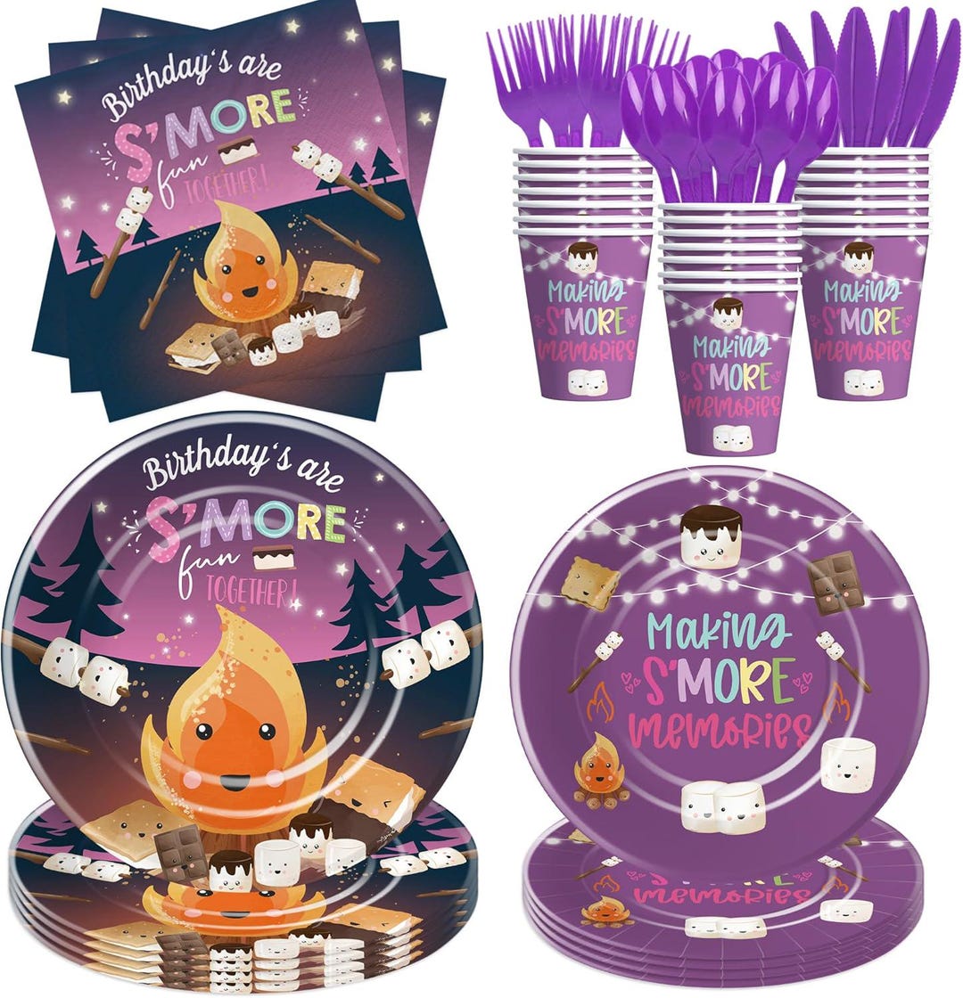 S’mores Birthday Party Plates, Napkins, Cups, Disposable Tableware ...