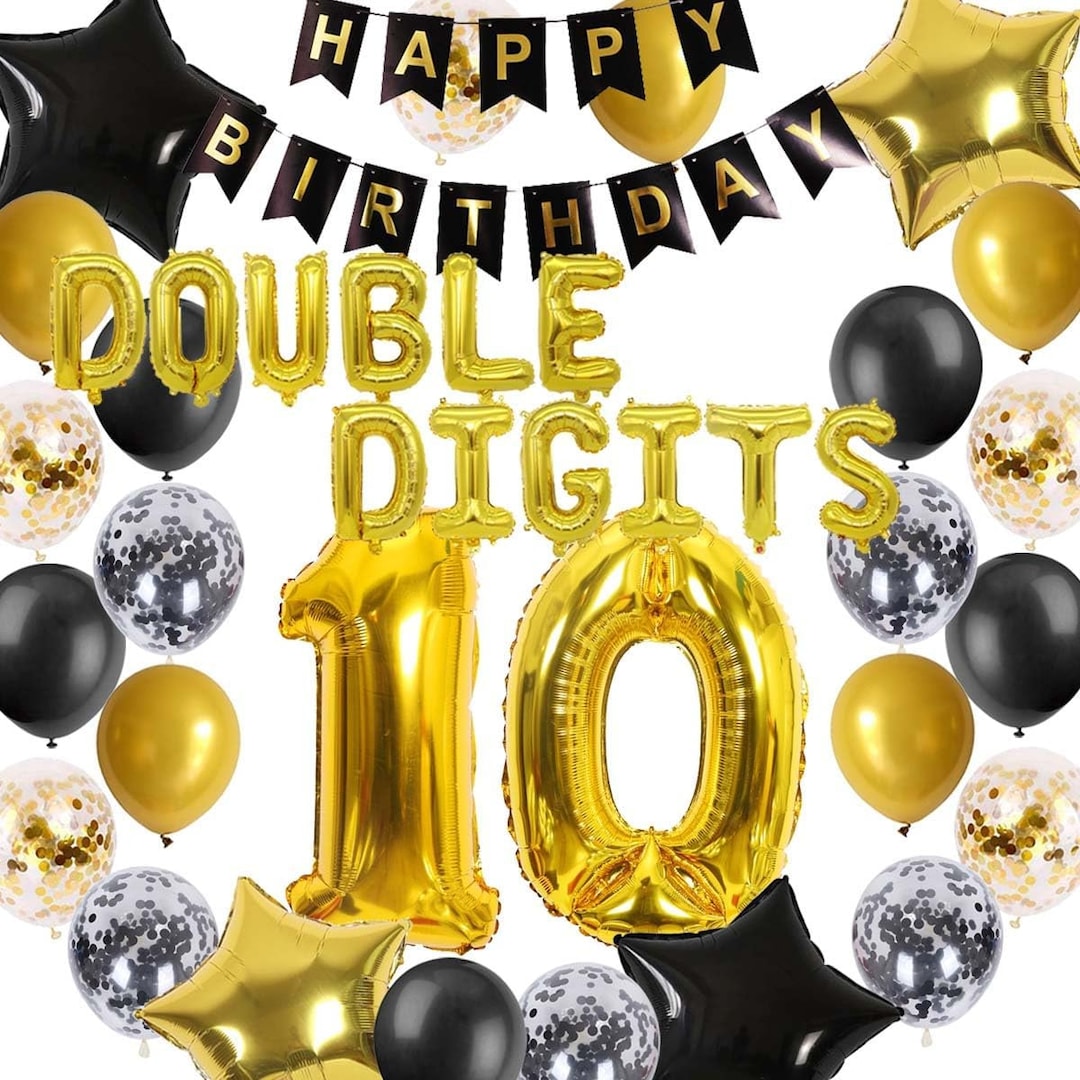 10th Birthday Balloons Decorations, Double Digits Balloons 10th ...