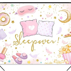 Sleepover Party Backdrop Banner, Girls Make up Sleep Over Birthday ...