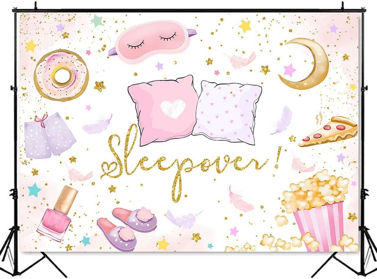 Sleepover Party Backdrop Banner, Girls Make up Sleep Over Birthday ...