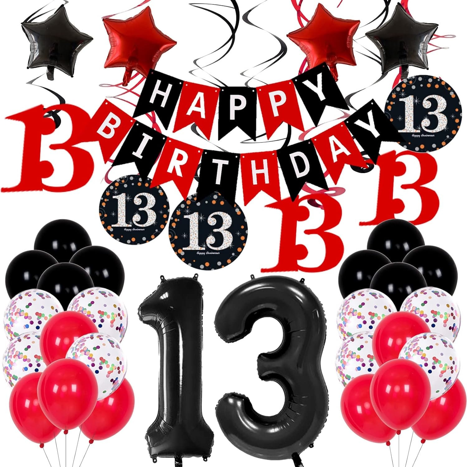 13th Birthday Decorations for Boys and Girls Black and Red - Etsy