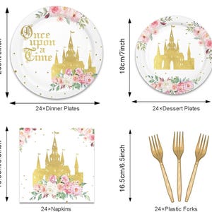 Once Upon a Time Party Plates, Napkins, Forks Tableware Serves 24 Girls ...