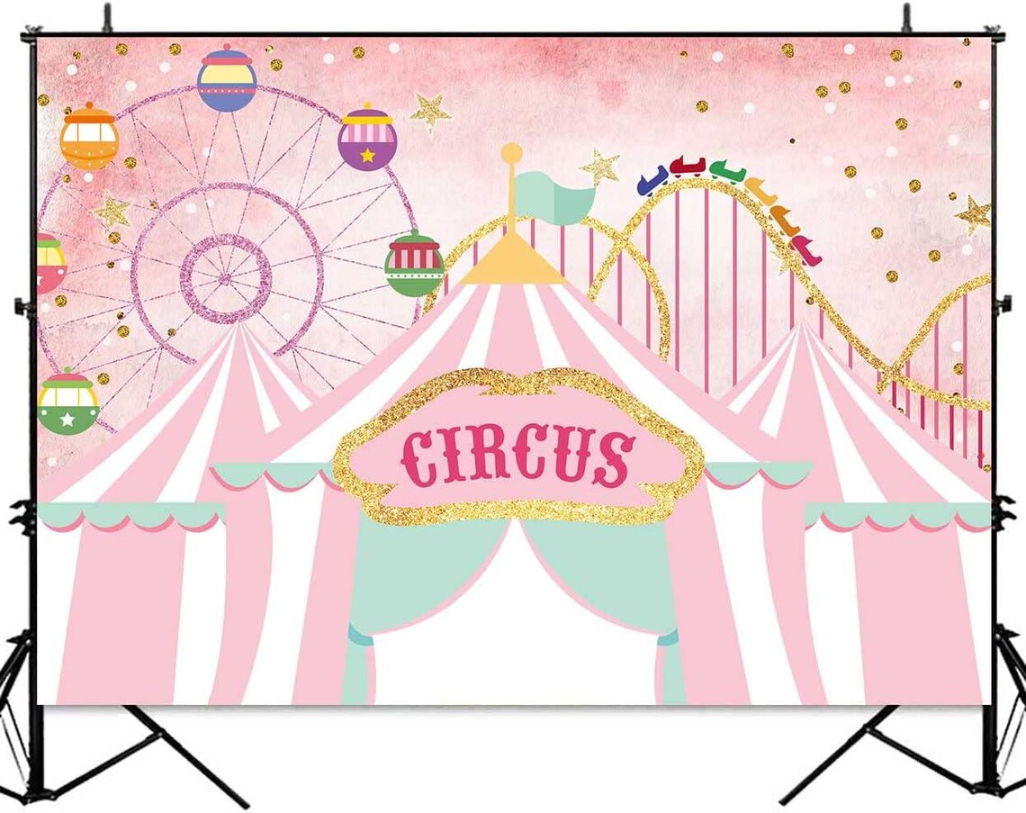 Pink Carnival Party Backdrop, Circus Tent Carnival Birthday Vinyl Photo ...