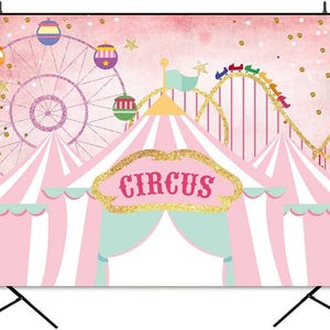 Pink Carnival Party Backdrop, Circus Tent Carnival Birthday Vinyl Photo ...