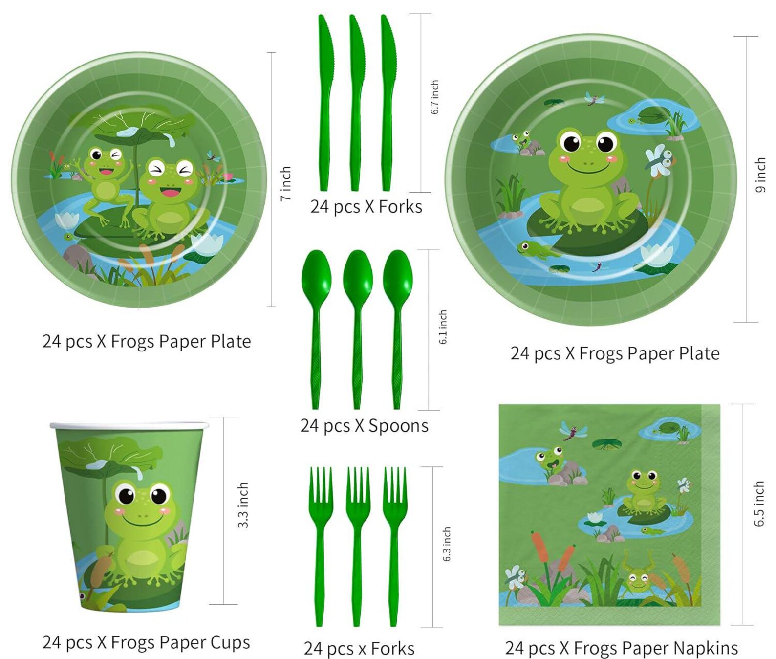 Frog Birthday Party Plates, Napkins, Cups, Disposable Tableware Serves ...