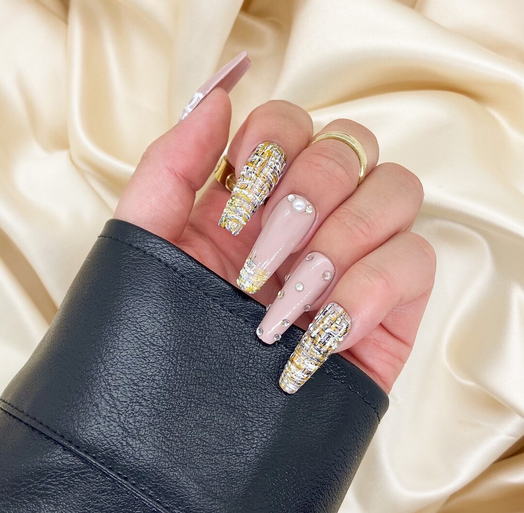 Designer Tweed Press on Nails - Etsy