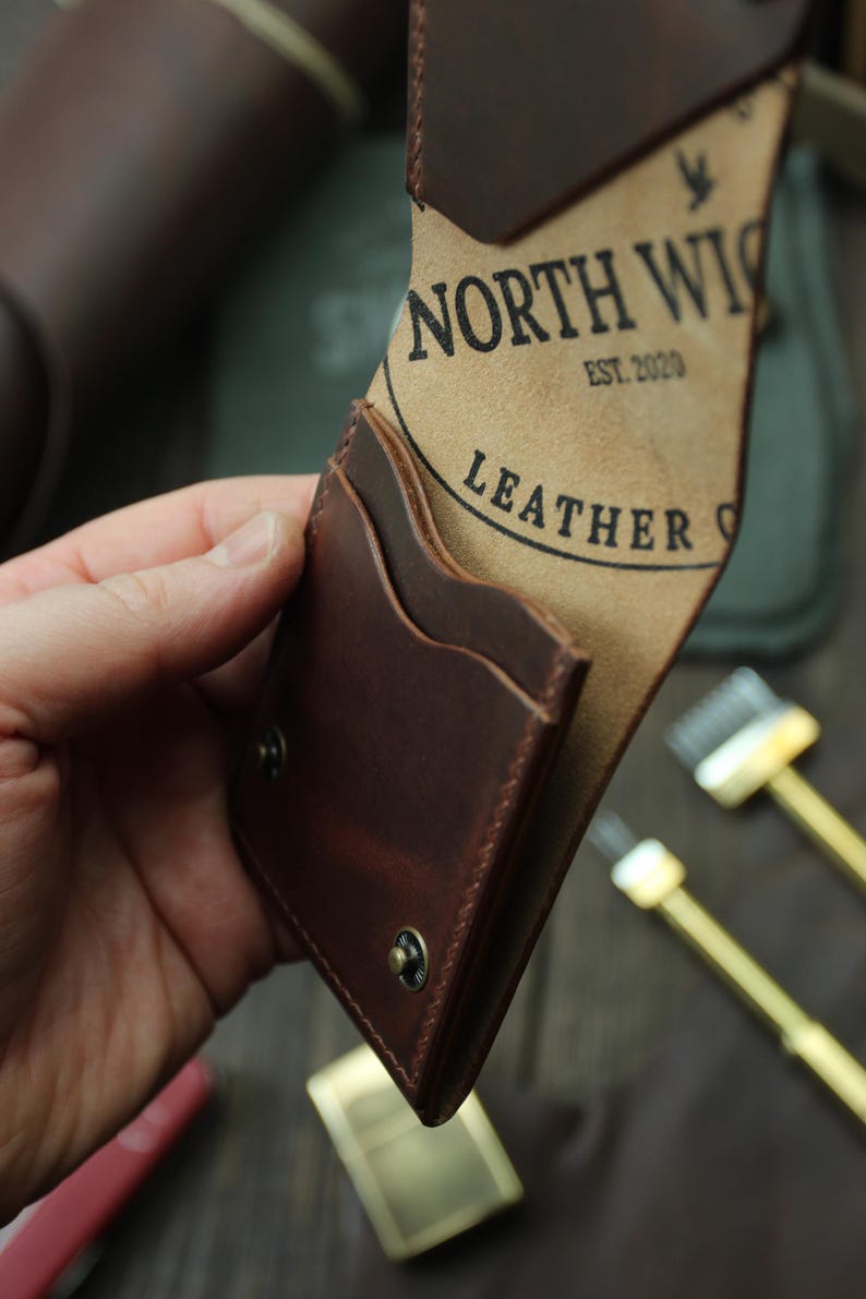 The Frontier Snap Wallet - Handmade Leather Bifold Wallet, Minimalist ...
