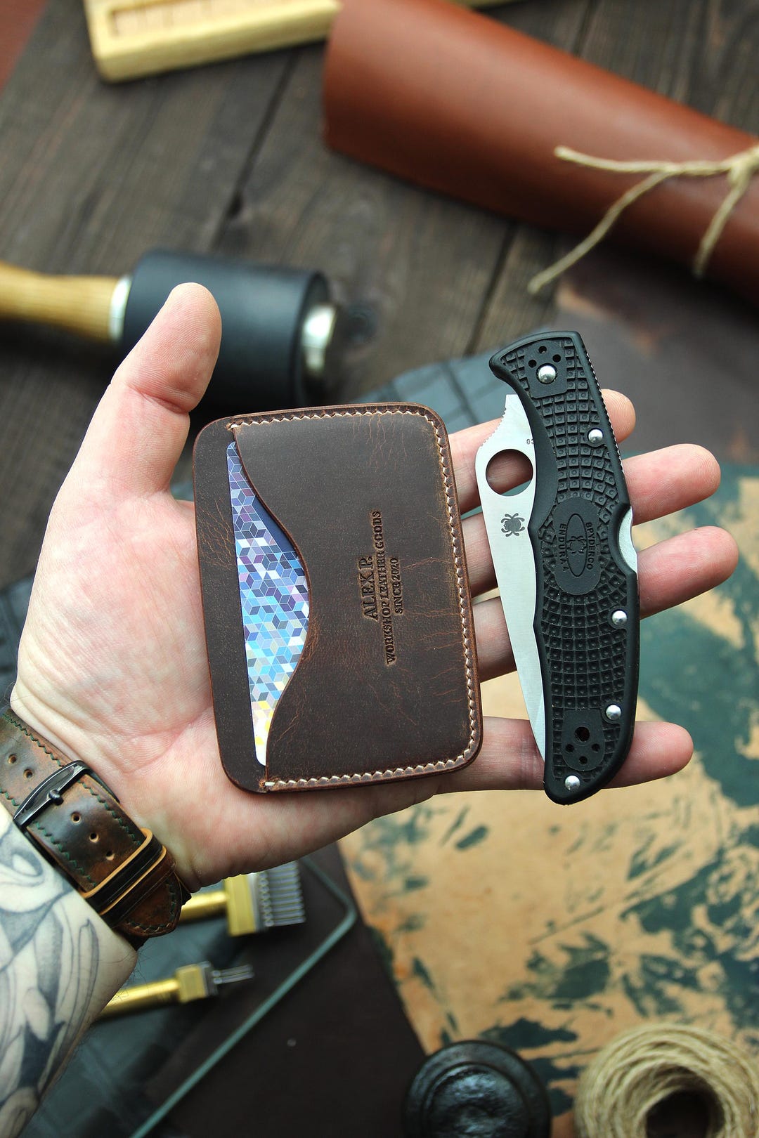 Leather Card Holder EDC Credit Card Holder Minimalist Card Holder ...