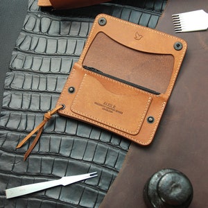 Leather Mini Trucker Wallet With A Ring for Chain or Lanyard Wallet for ...