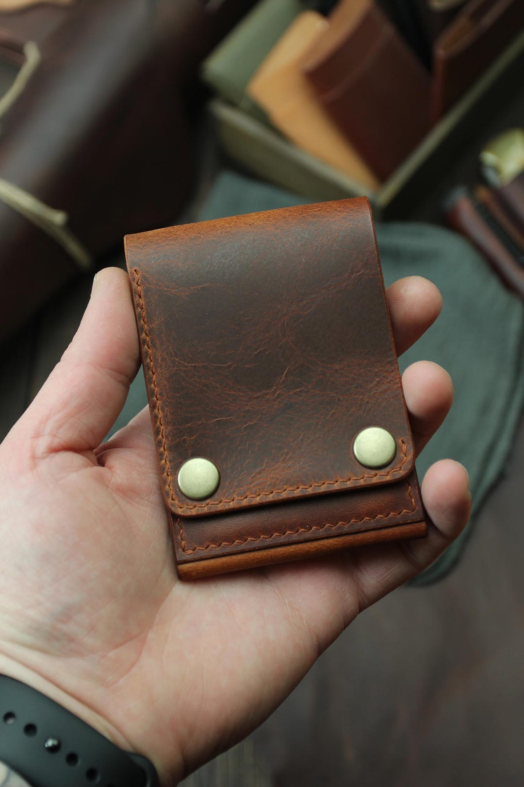 The Frontier Snap Wallet With Coin Pocket - Handmade Leather Bifold ...