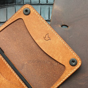 Leather Mini Trucker Wallet With A Ring for Chain or Lanyard Wallet for ...