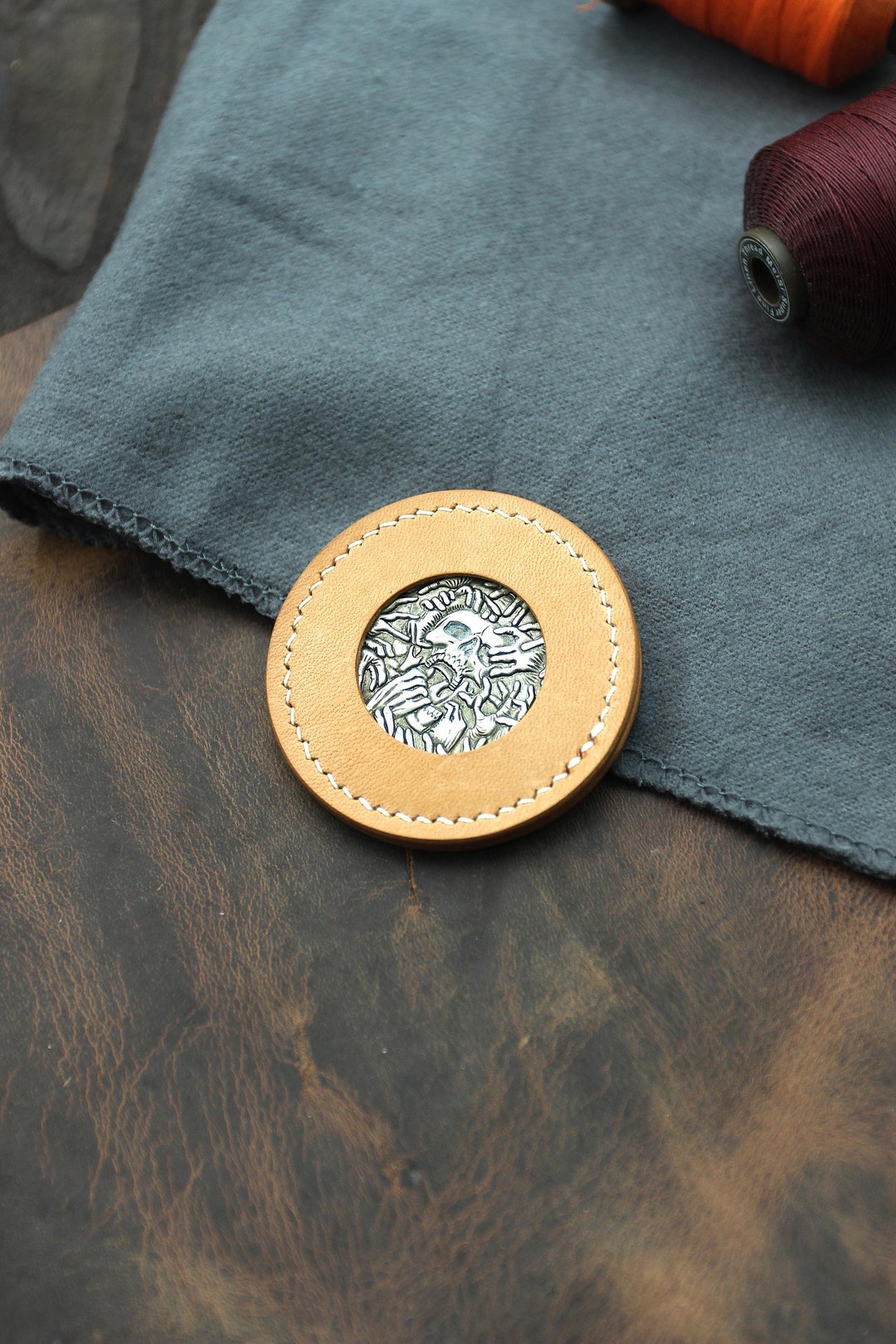 Coin Holder Challenge Coin Coin Pendant Holder EDC Coin Slip Leather ...