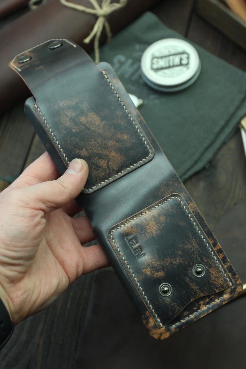 Shell Cordovan Minimalist Wallet – Handmade Leather EDC Wallet, Slim ...