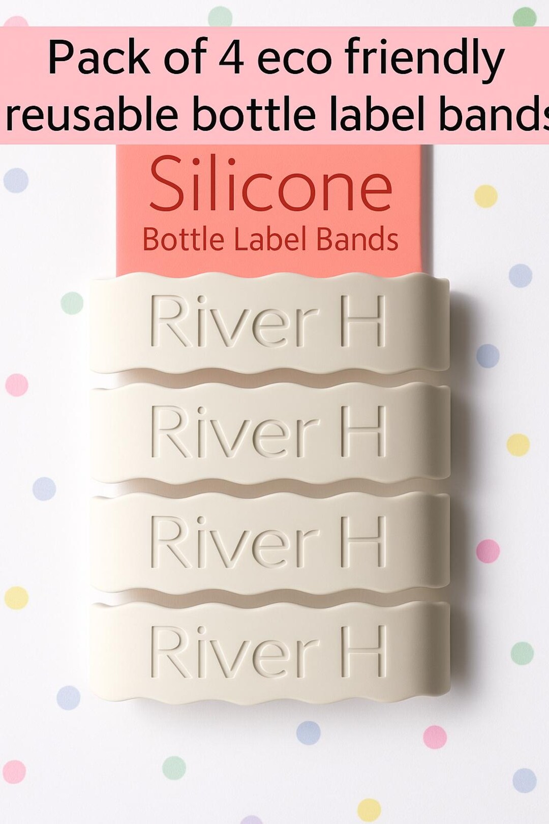 Pack of 4 Bottle Personalized Bands, Silicone Label, Water Bottle Label ...