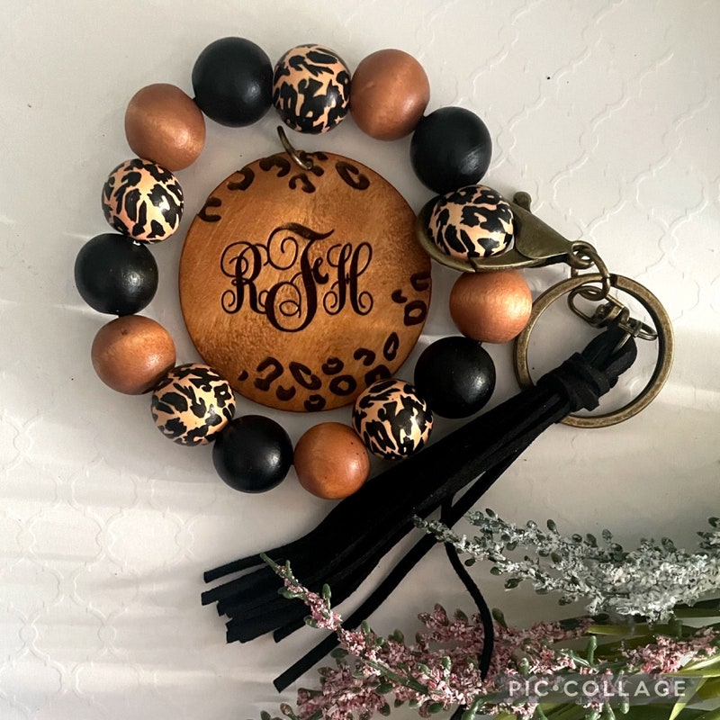 Wood Bead Keychain - Etsy