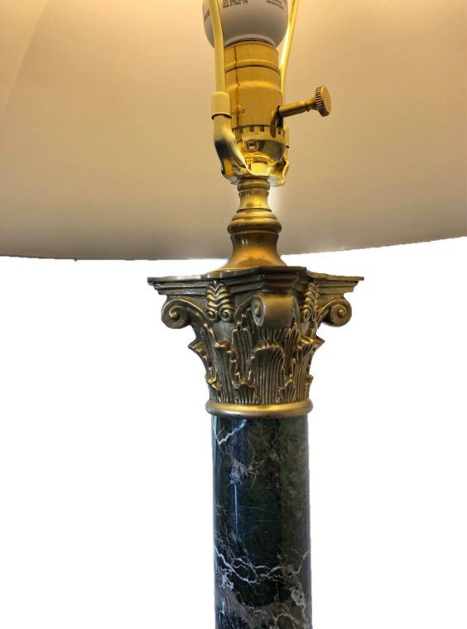 Brass & Marble Column Floor Lamp With Shade - Etsy
