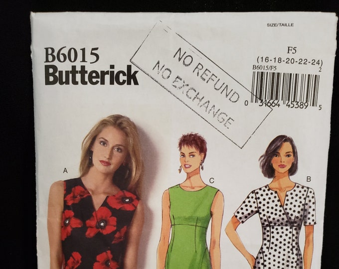 Butterick 6015 Sewing Pattern, Dress, High Waist, Fitted Bodice, Gored ...