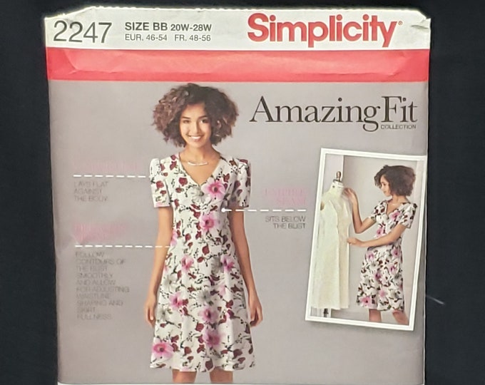Simplicity 2247 Amazing Fit Sewing Pattern, Plus Size 20W-28W, Empire ...