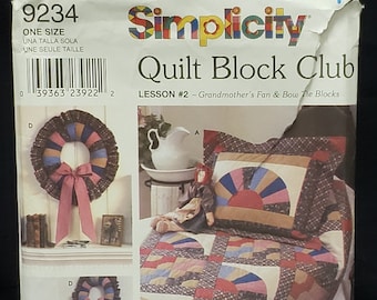2000 Simplicity Quilt Block Club Sewing Pattern 9234 Lesson 2 ...