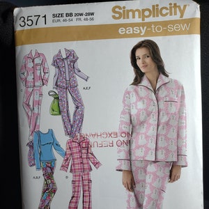Simplicity 3571 Womens Sewing Pattern for Sleepwear, Knit Top, Pajama ...