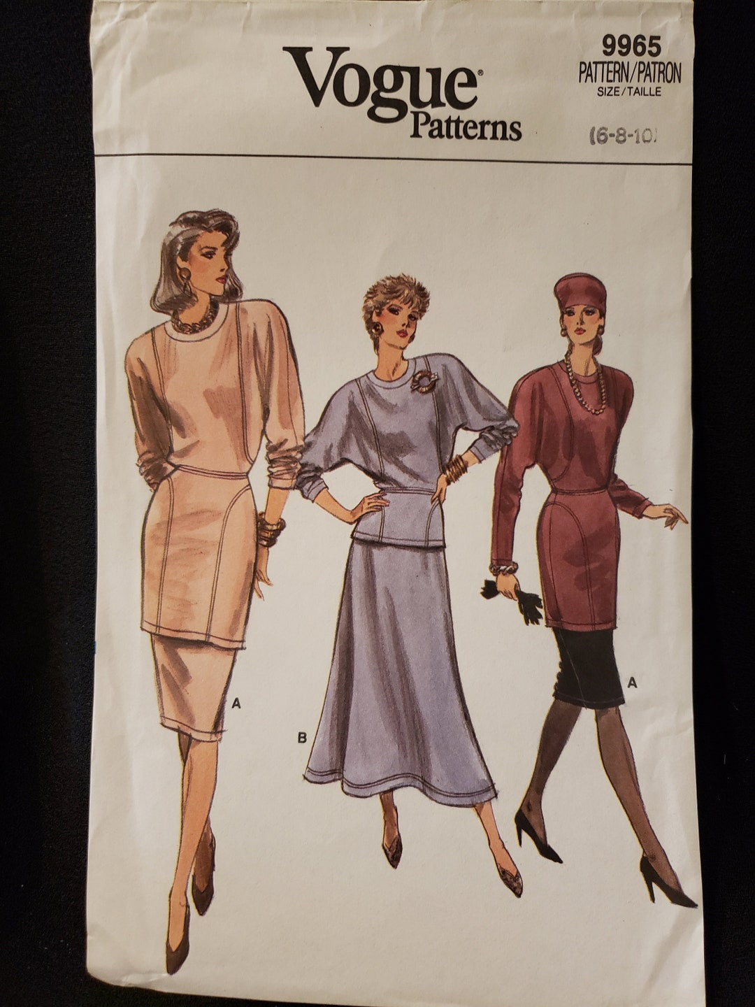 Vogue 9965 Sewing Pattern for Misses Top and Skirt, Top Has Mock ...