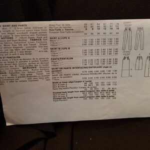 Vogue 8743 Sewing Pattern for Misses Skirt and Pants, Skirt is Knee or ...