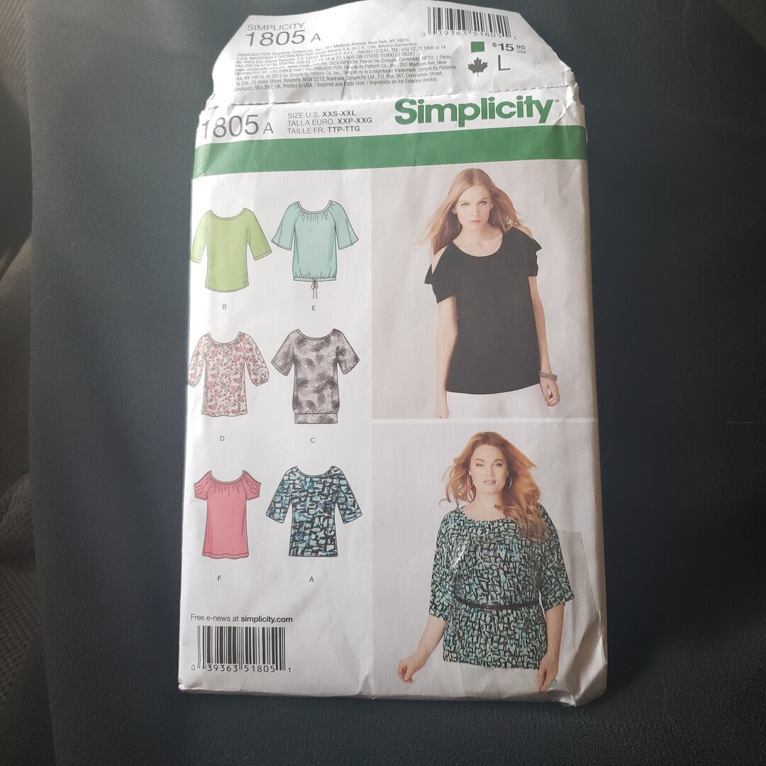 Simplicity 1805 Sewing Pattern, Women's Knit Tops, Size XXS-XXL, Uncut ...