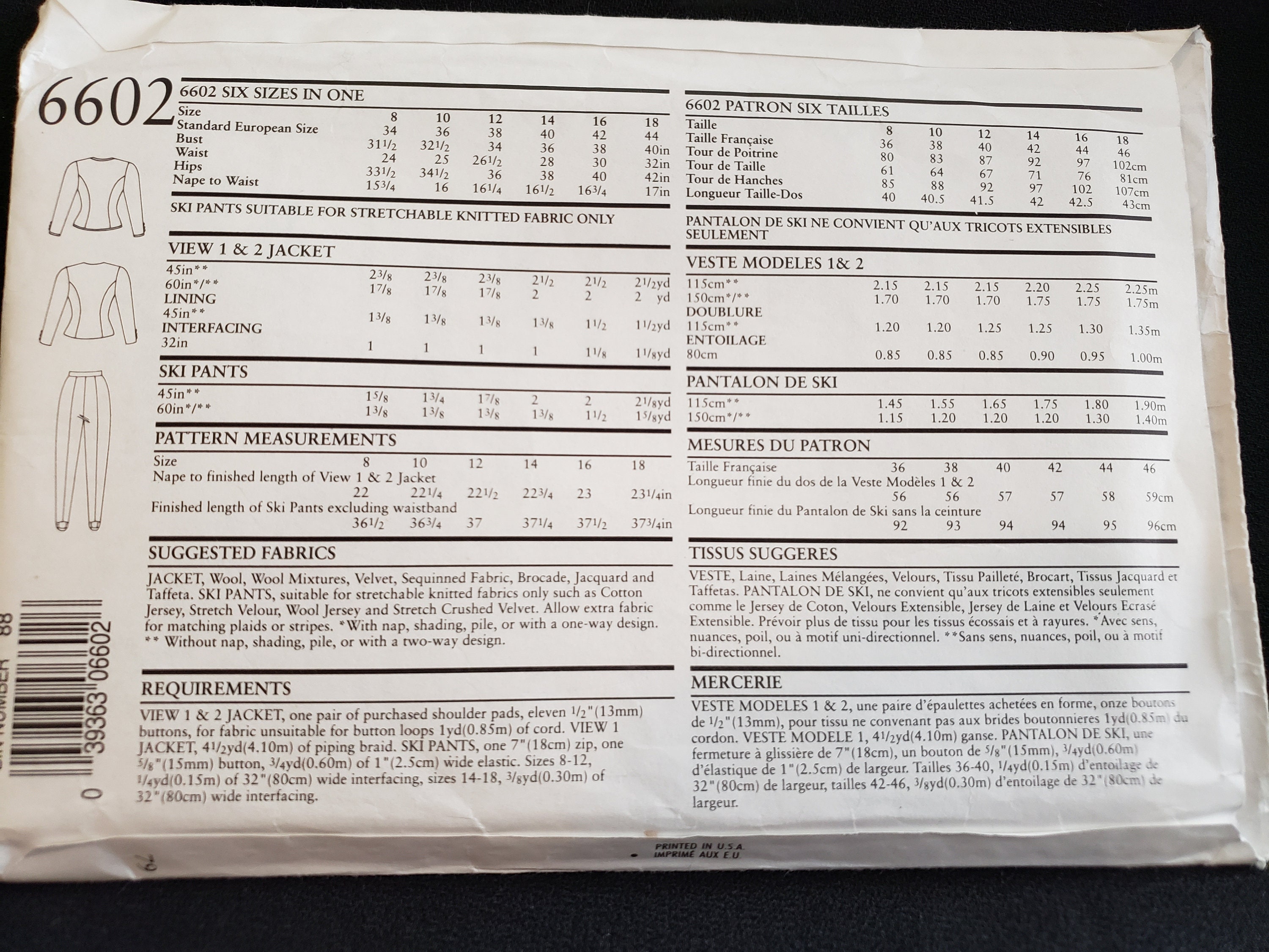 New Look 6602 Sewing Pattern Jacket and Slim Stirrup Pants, Jacket is ...