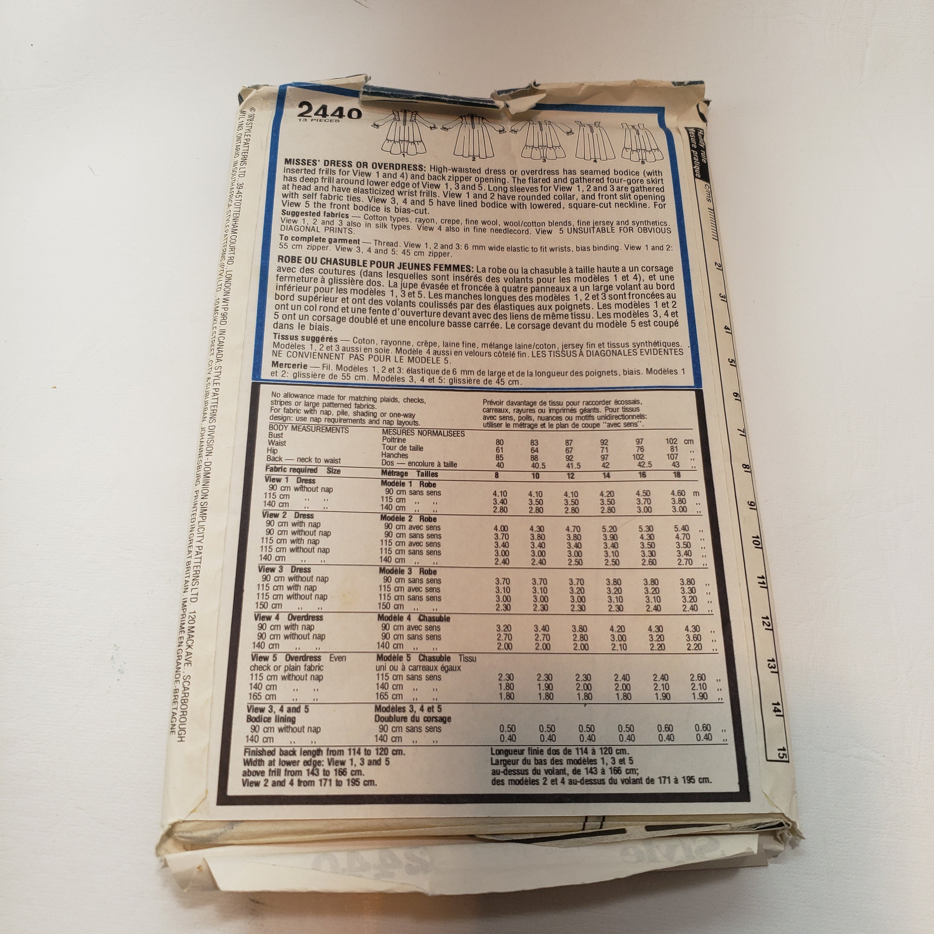 Style 2440 Sewing Pattern for Dress or Overdress, Pinafore, High ...