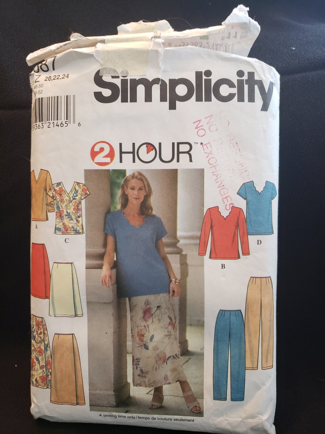 Simplicity 8087 Sewing Pattern for 2 Hour Wardrobe, Misses Pullover Top ...