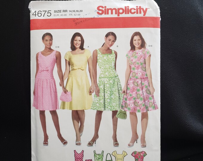 Simplicity 4675 Sewing Pattern for Summer Dress, Dropped Waist, Sleeve ...
