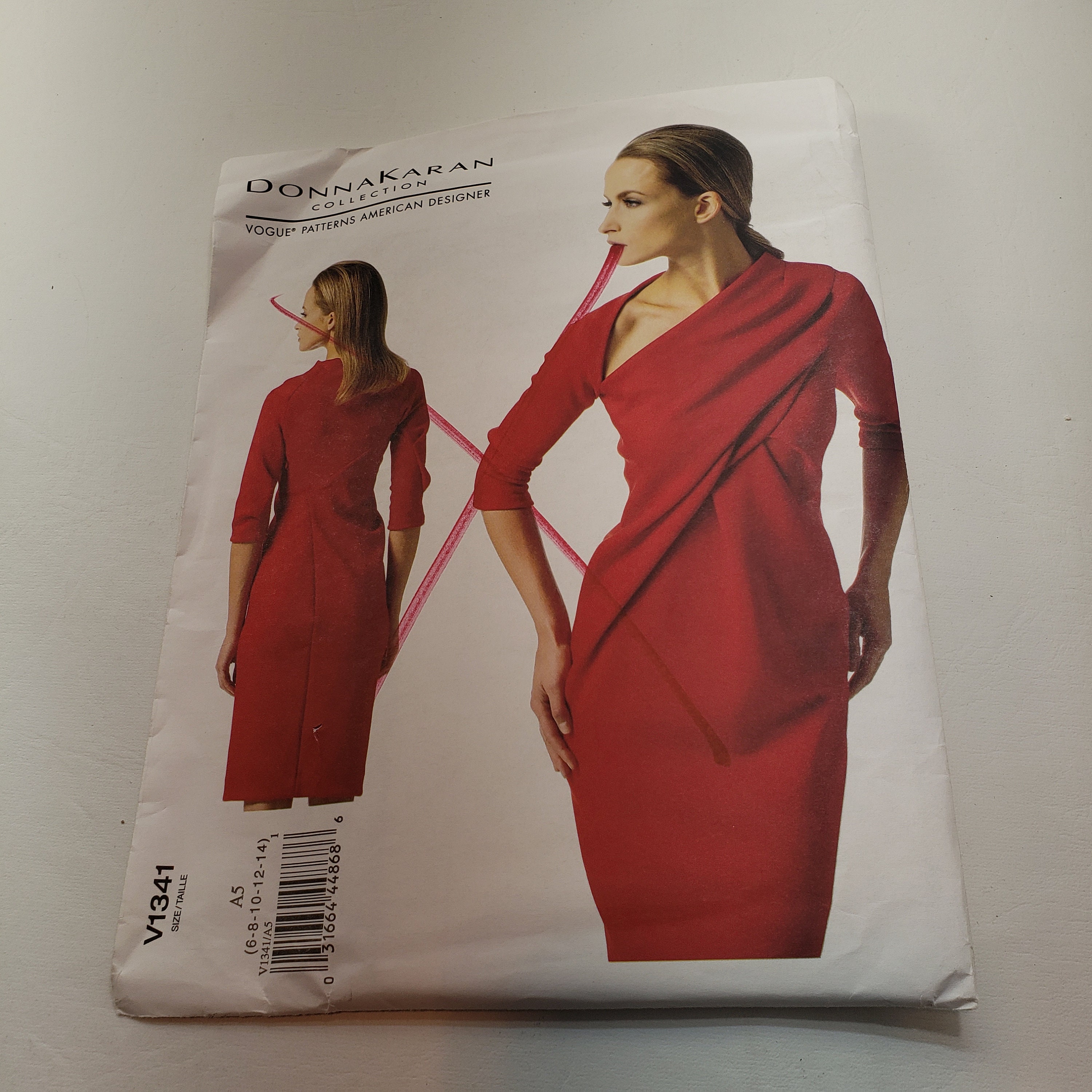 Vogue 1341 Sewing Pattern for Donna Karan Designer Dress Wrapped Bodice ...